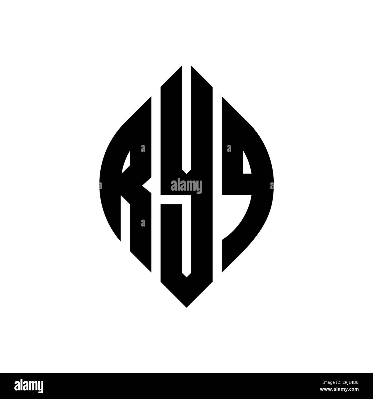 RYQ circle letter logo design with circle and ellipse shape. RYQ ...
