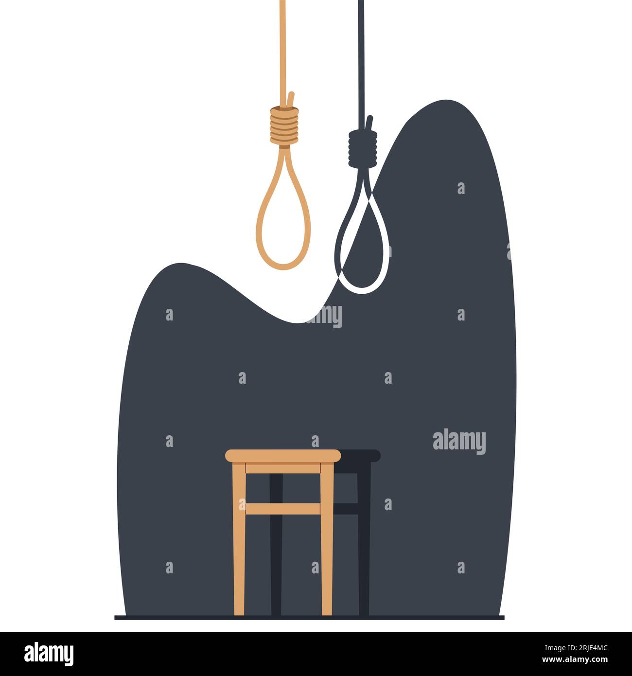 Concept of stalemate and deadlock, stool and knot for hanging. Loop ...