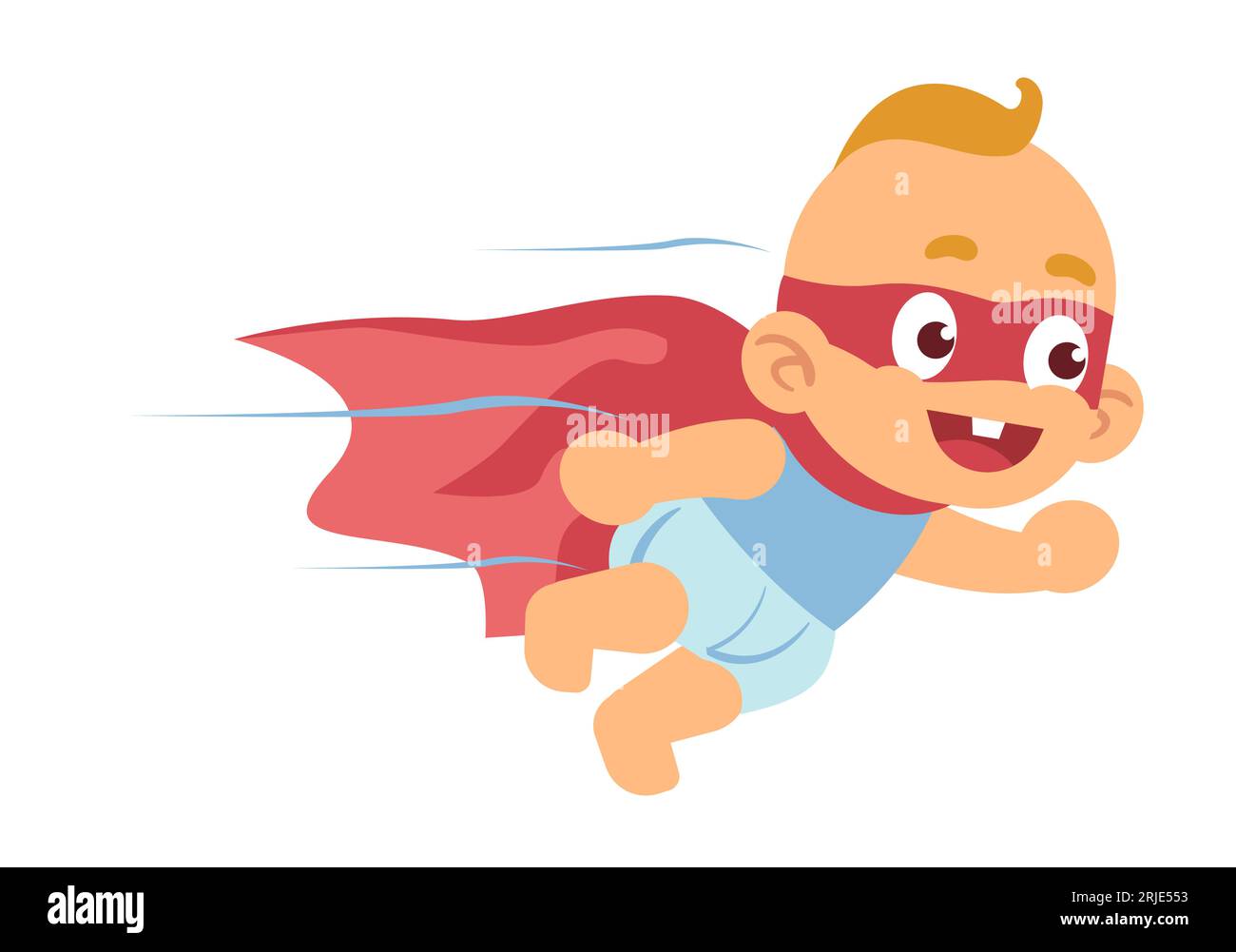 Baby superhero, little boy in red cape and mask flying. Super hero kid ...