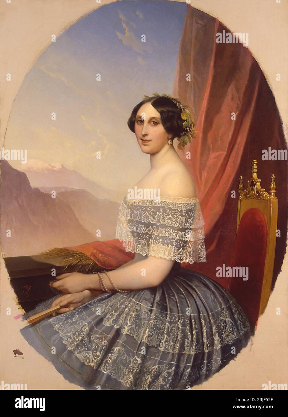Portrait of a Young Woman 1849 by Carl Timoleon von Neff Stock Photo ...