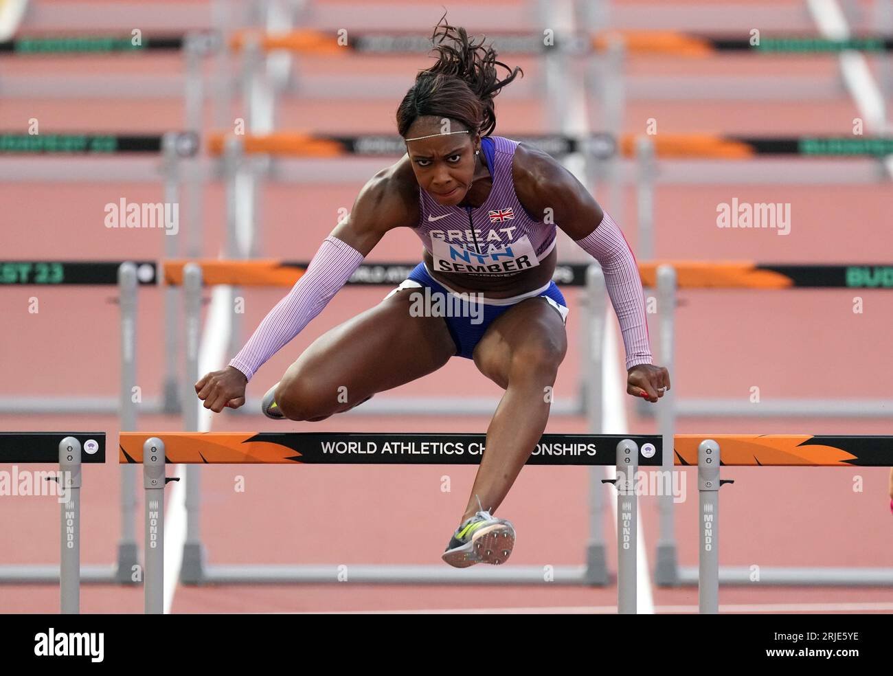 Great Britain's Cindy Sember competes in the Women's 100 Metres Hurdles ...