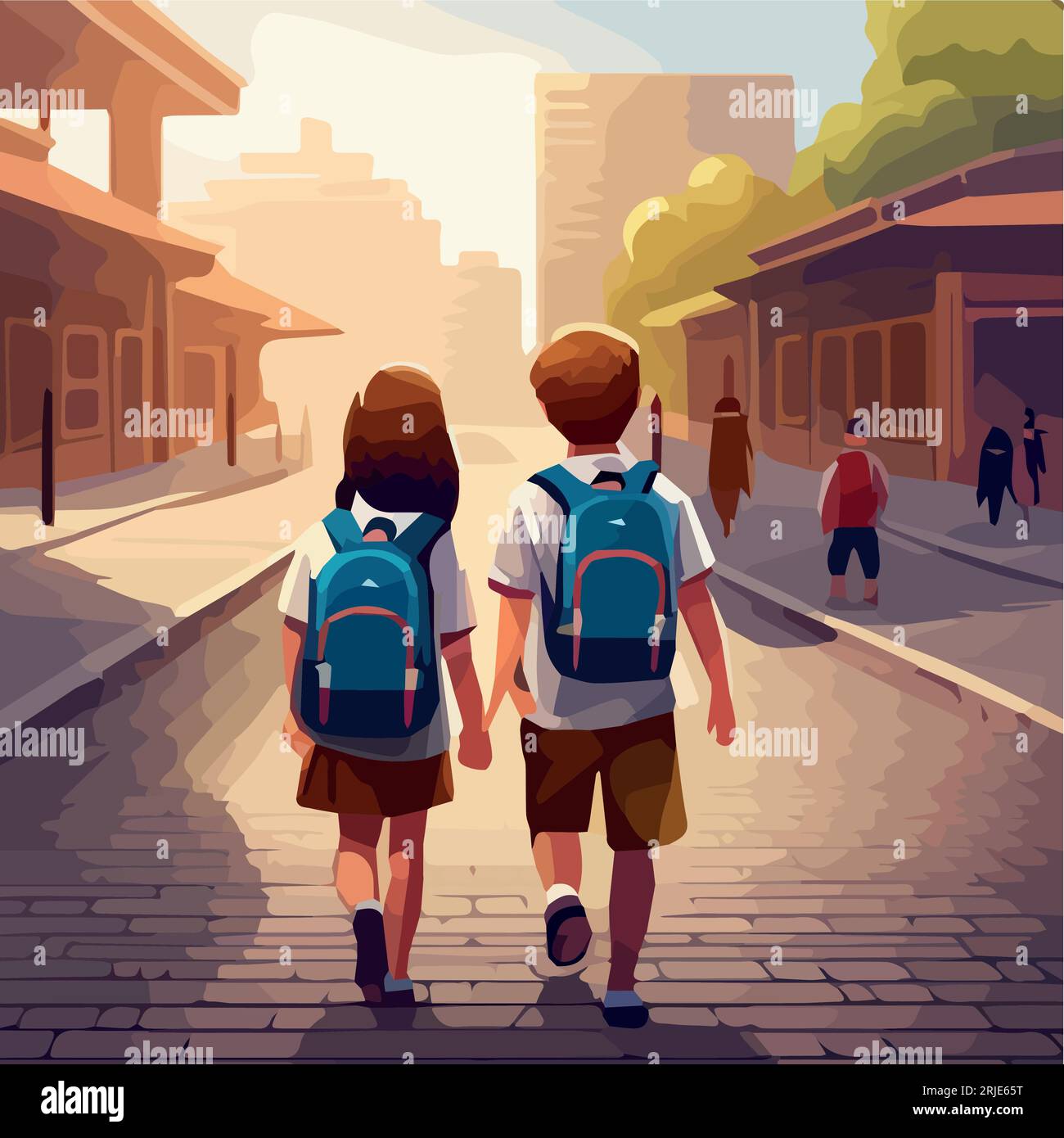 Leaving school building Stock Vector Images - Alamy