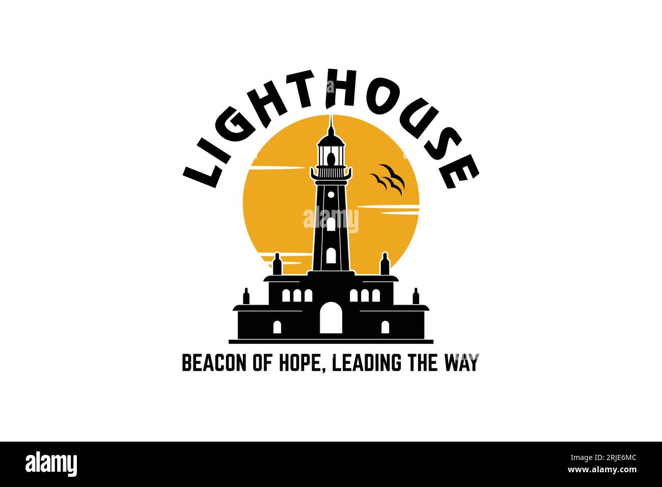 Lighthouse silhouette at sunset Vector Design For Coastal Harbor Logo ...