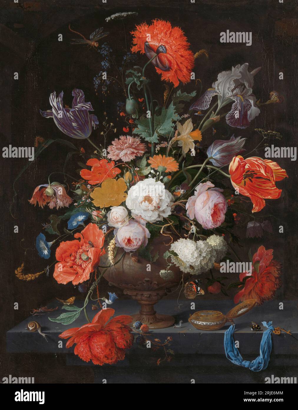 Still life with flowers and a watch between 1660 and 1679 by Abraham ...