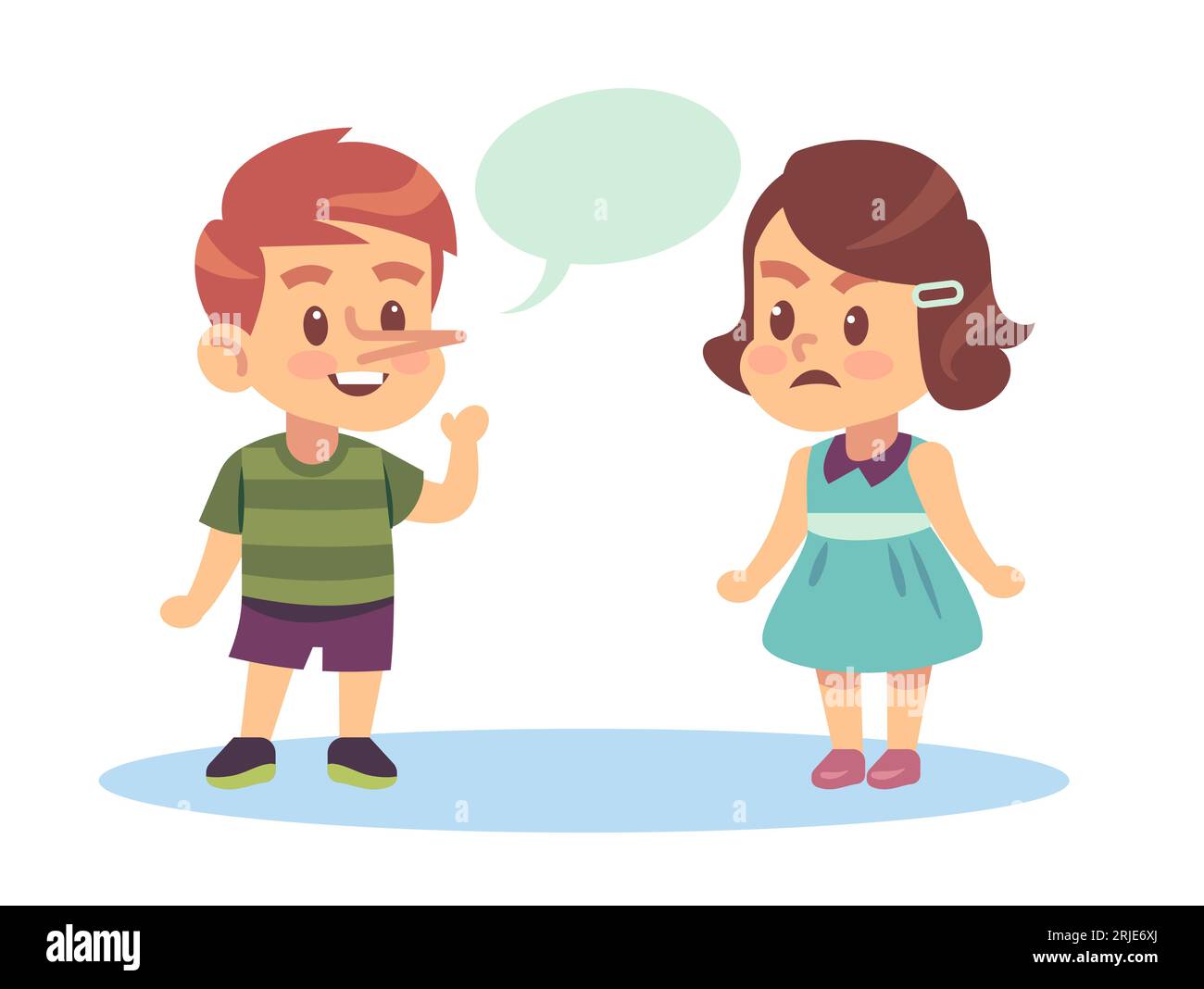 Little boy telling lies to upset little girl. Liar child having big ...