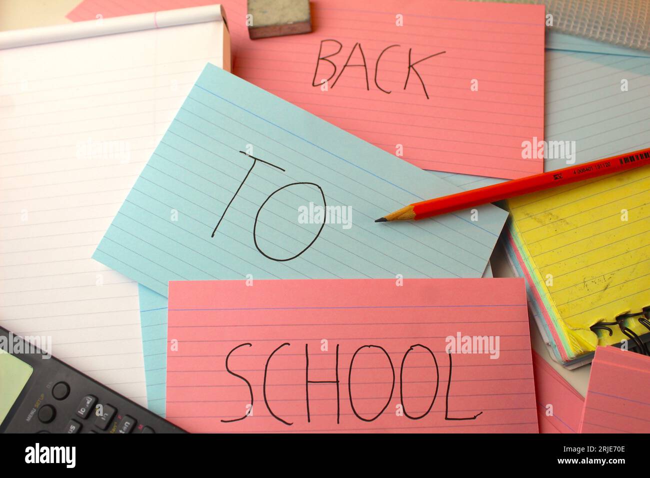 A photo of the words 'Back to School' written on coloured flashcards on ...