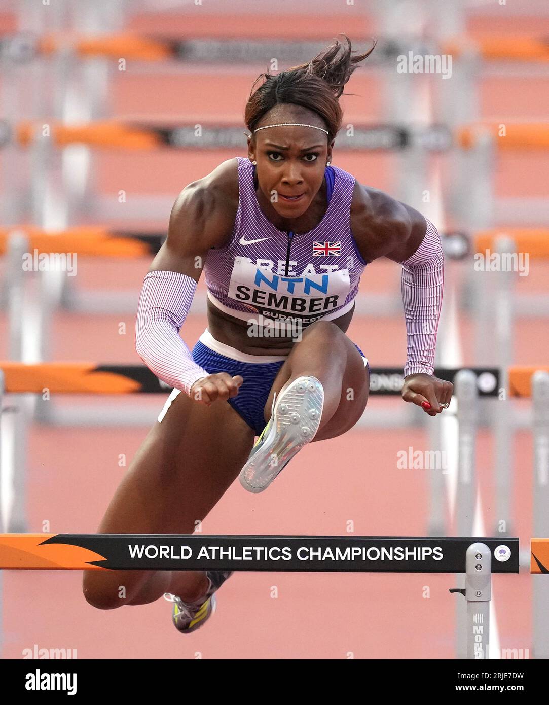 Great Britain's Cindy Sember competes in the Women's 100 Metres Hurdles ...