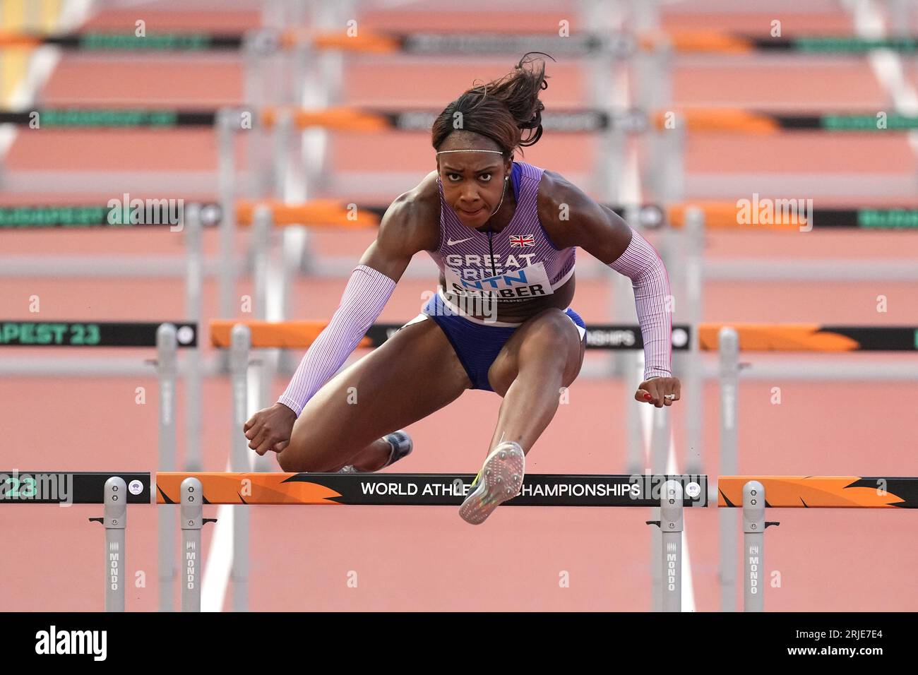 Great Britain's Cindy Sember competes in the Women's 100 Metres Hurdles ...