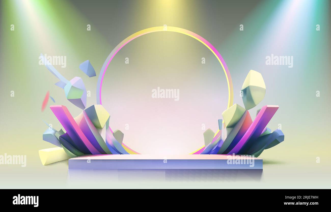 Stage podium with lighting, Stage Podium Scene with for Award, Decor ...