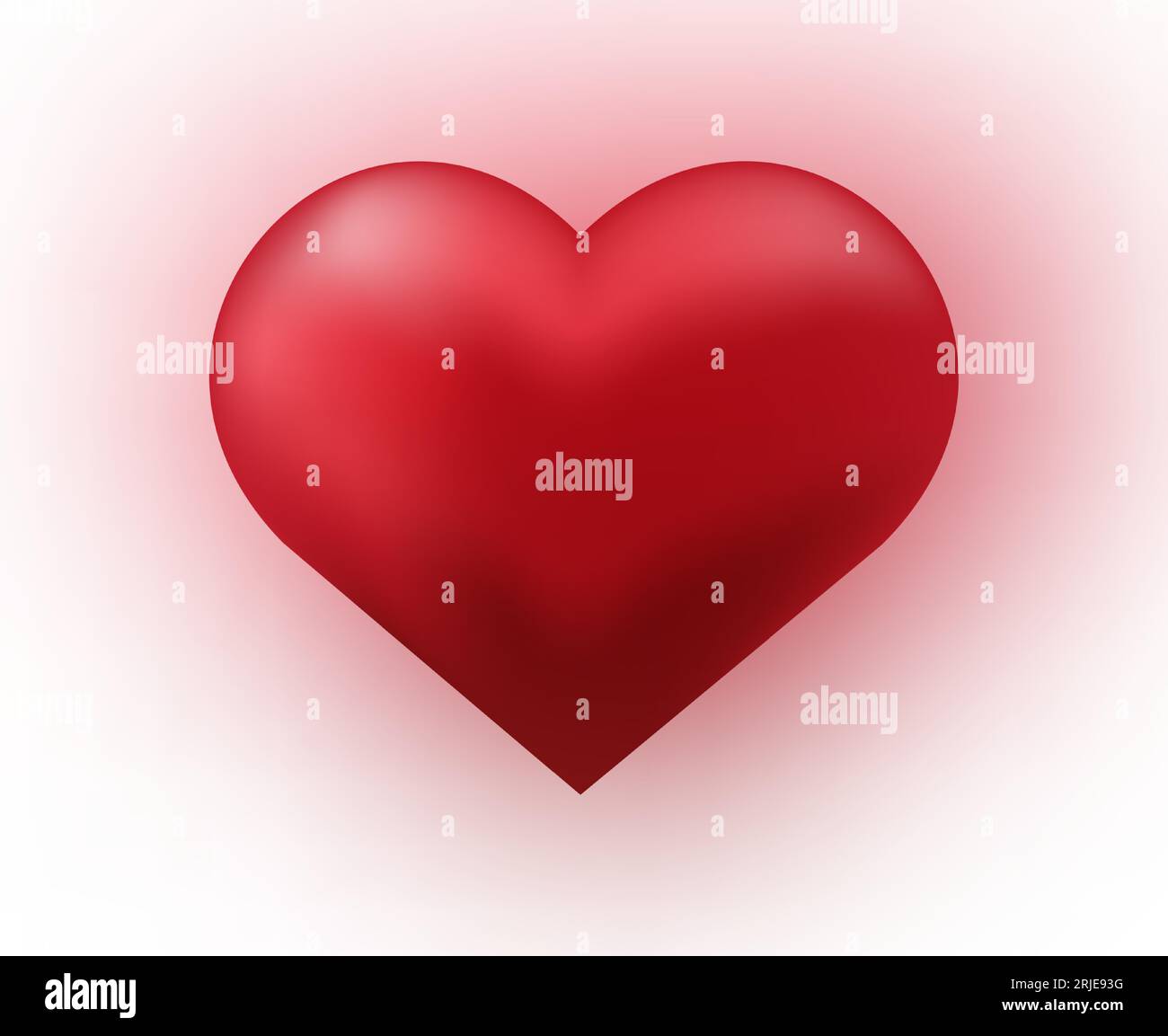 Red voluminous heart on a white background. Gradient heart with blurred ...
