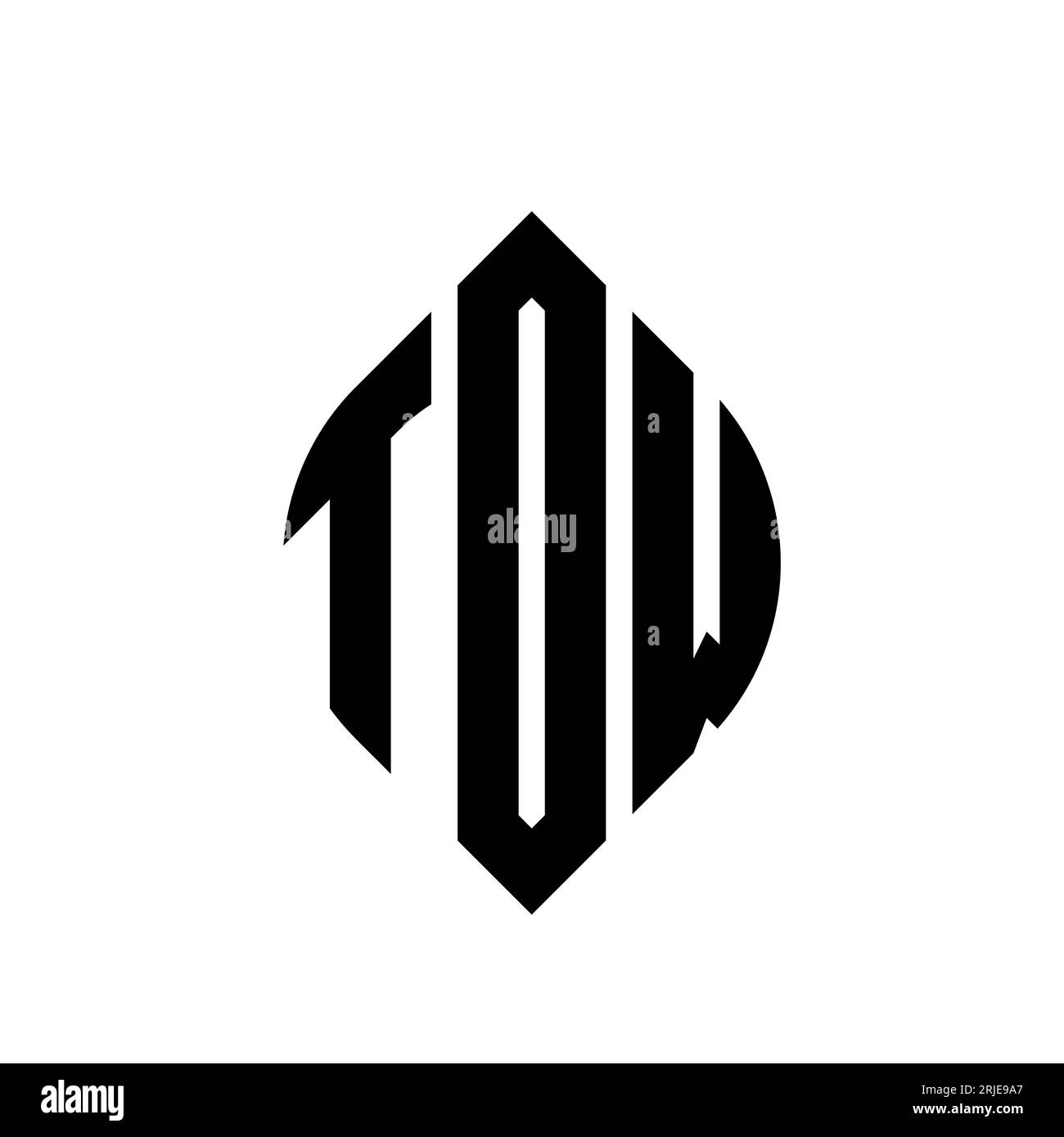 TOW circle letter logo design with circle and ellipse shape. TOW ...