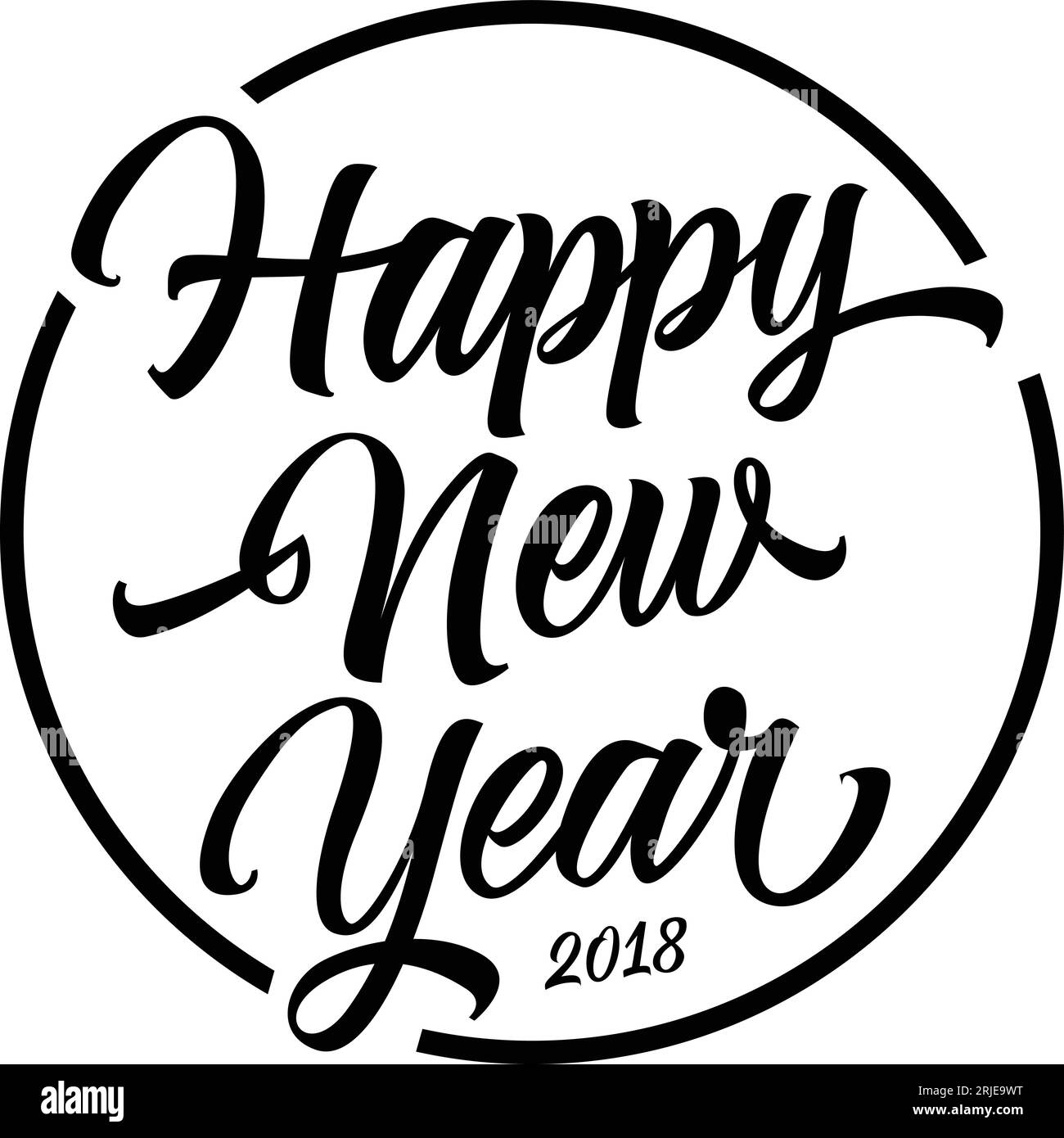 Happy New Year Lettering In Circle Stock Vector Image & Art - Alamy