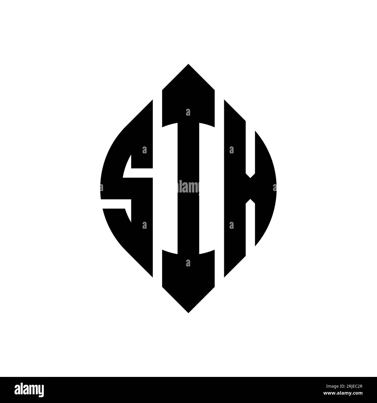 SIX circle letter logo design with circle and ellipse shape. SIX ...