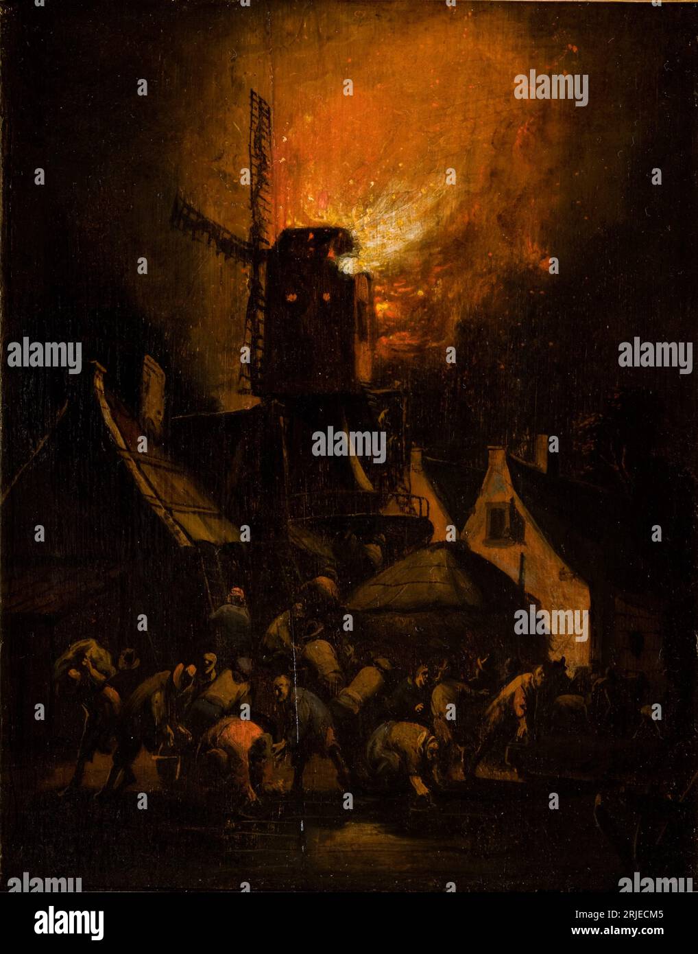 Windmill Fire 17th century by Egbert van der Poel Stock Photo - Alamy