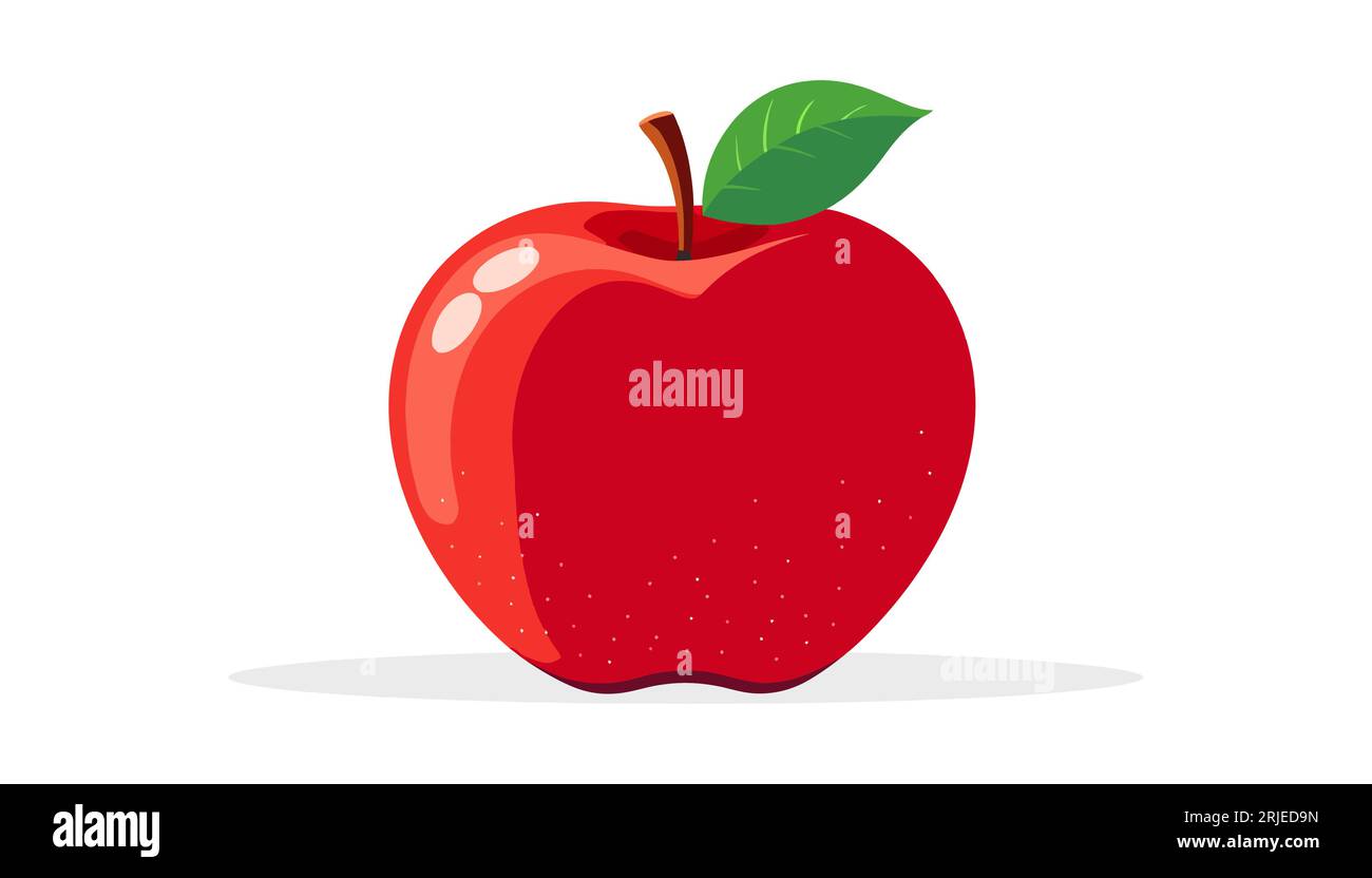 Red apple on a white background. cartoon style. Vector illustration ...