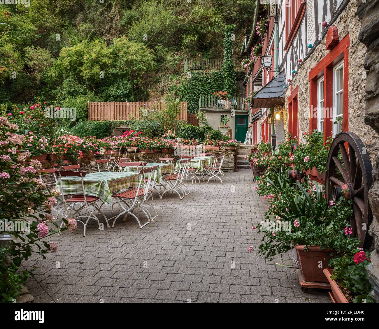 Terrace in Bacharach, Germany Stock Photo - Alamy