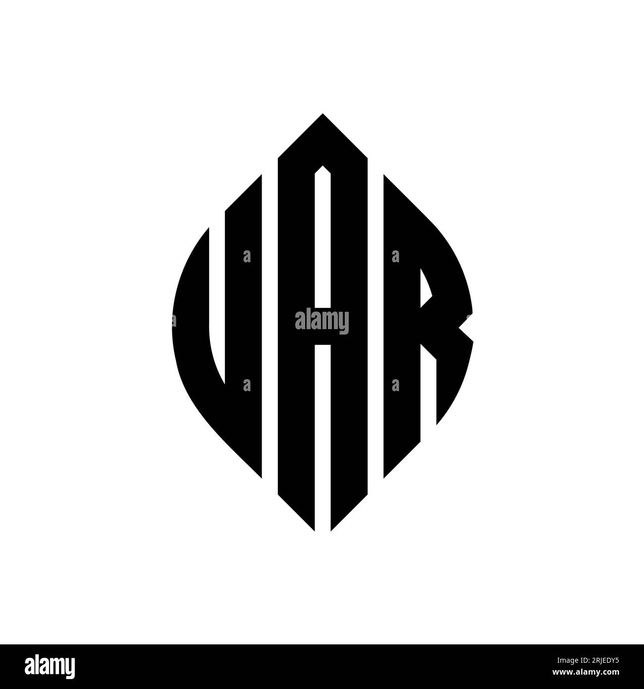 UAR circle letter logo design with circle and ellipse shape. UAR ...