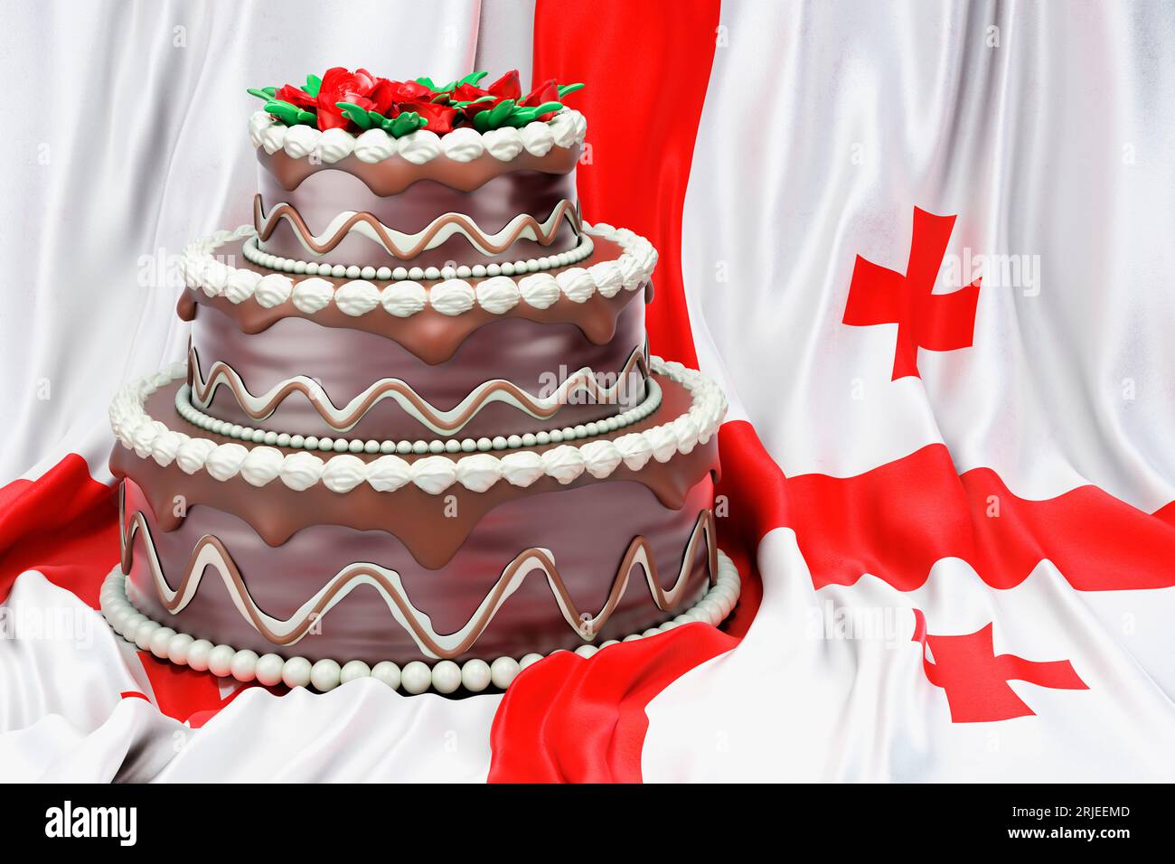 Chocolate cake on the Georgian flag background, 3D rendering Stock ...