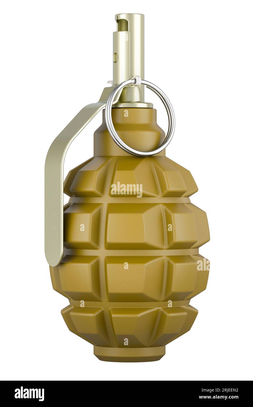 Hand grenade, 3D rendering isolated on white background Stock Photo - Alamy