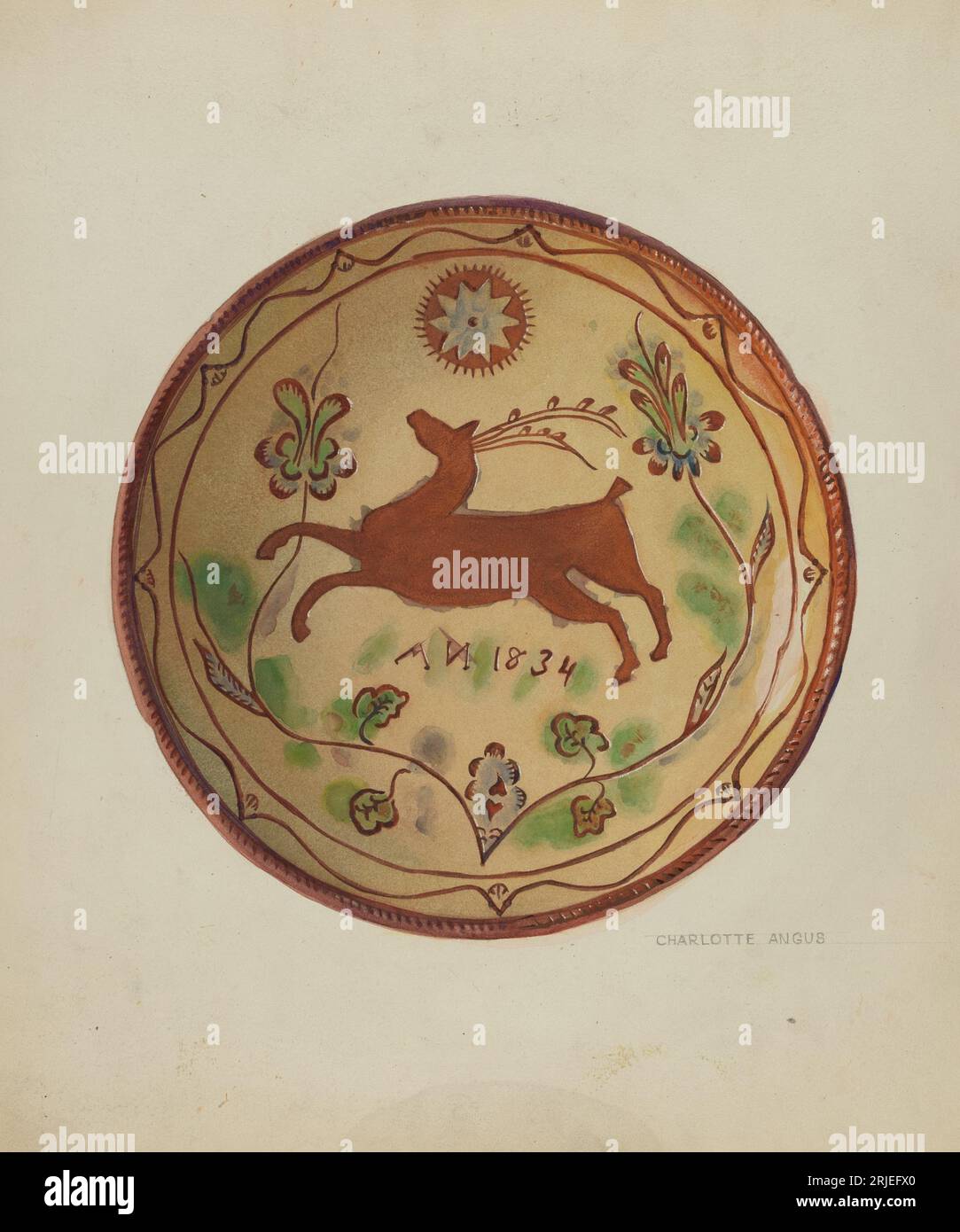 Pa. German Pie Plate circa 1936 by Charlotte Angus Stock Photo - Alamy