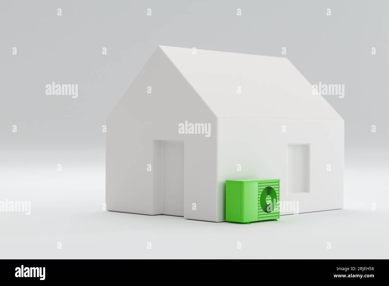 Model home with a green heatpump. Concept for sustainable heating with ...