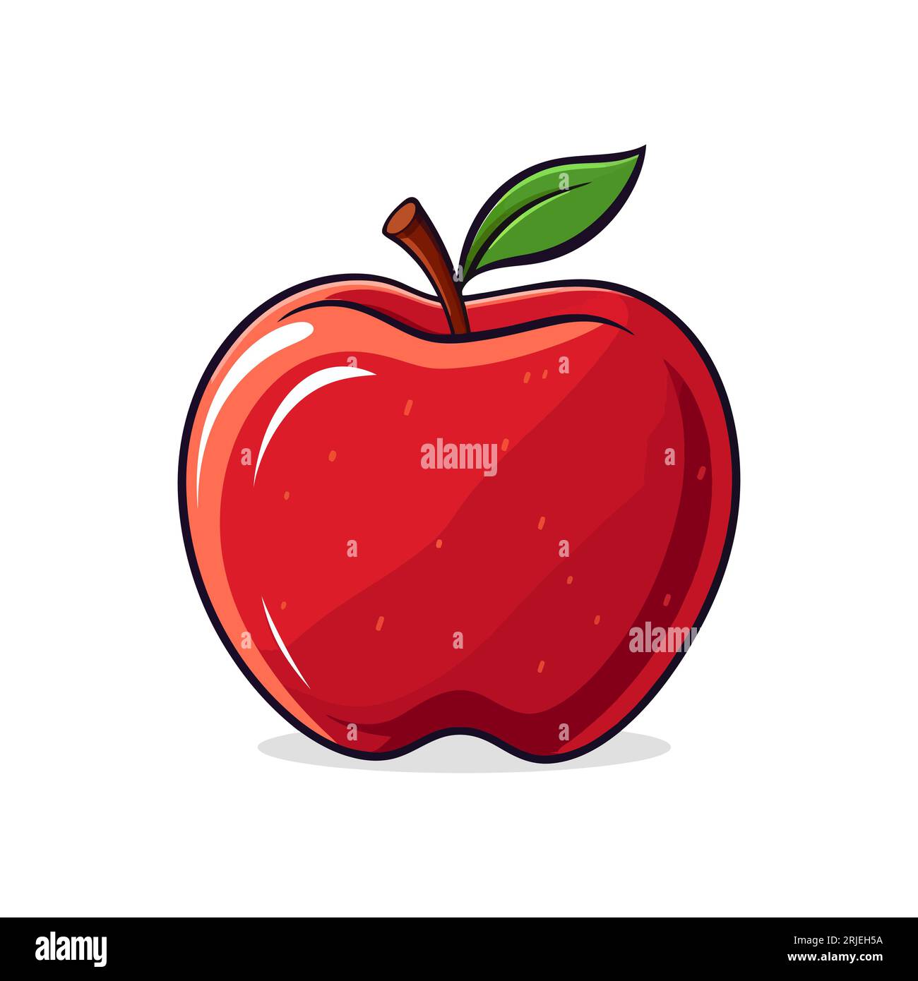 Red apple on a white background. cartoon style. Vector illustration ...