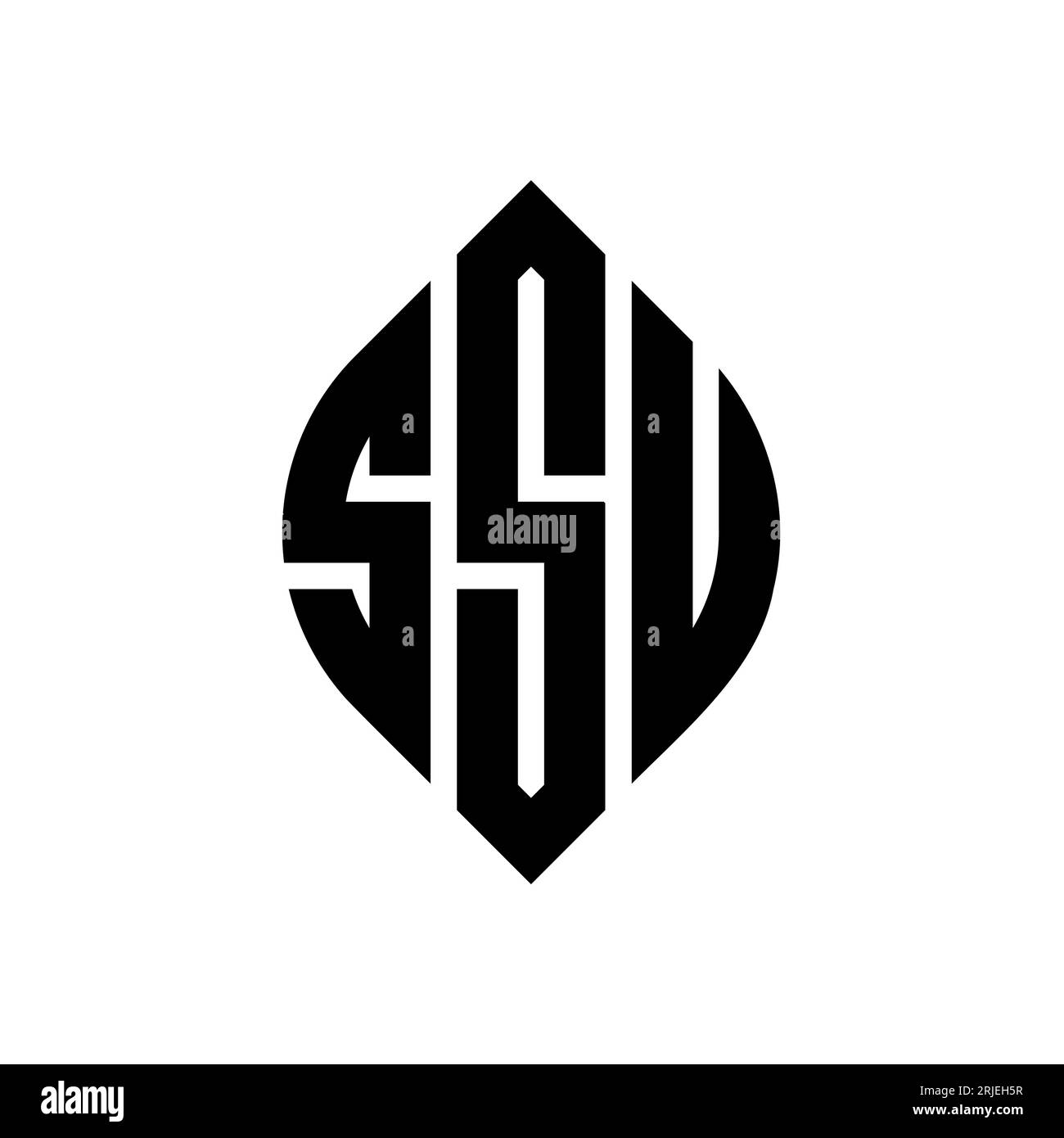 SSU circle letter logo design with circle and ellipse shape. SSU ...