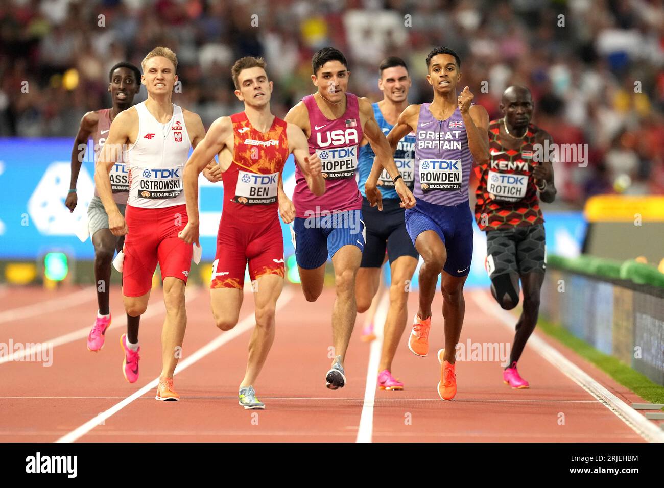Great Britain's Daniel Rowden (second right) competes in the Men's 800 ...