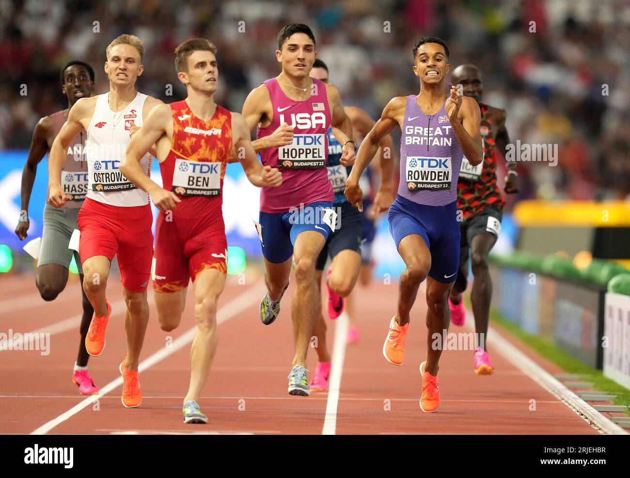 Great Britain's Daniel Rowden (right) finishes 3rd in the Men's 800 ...