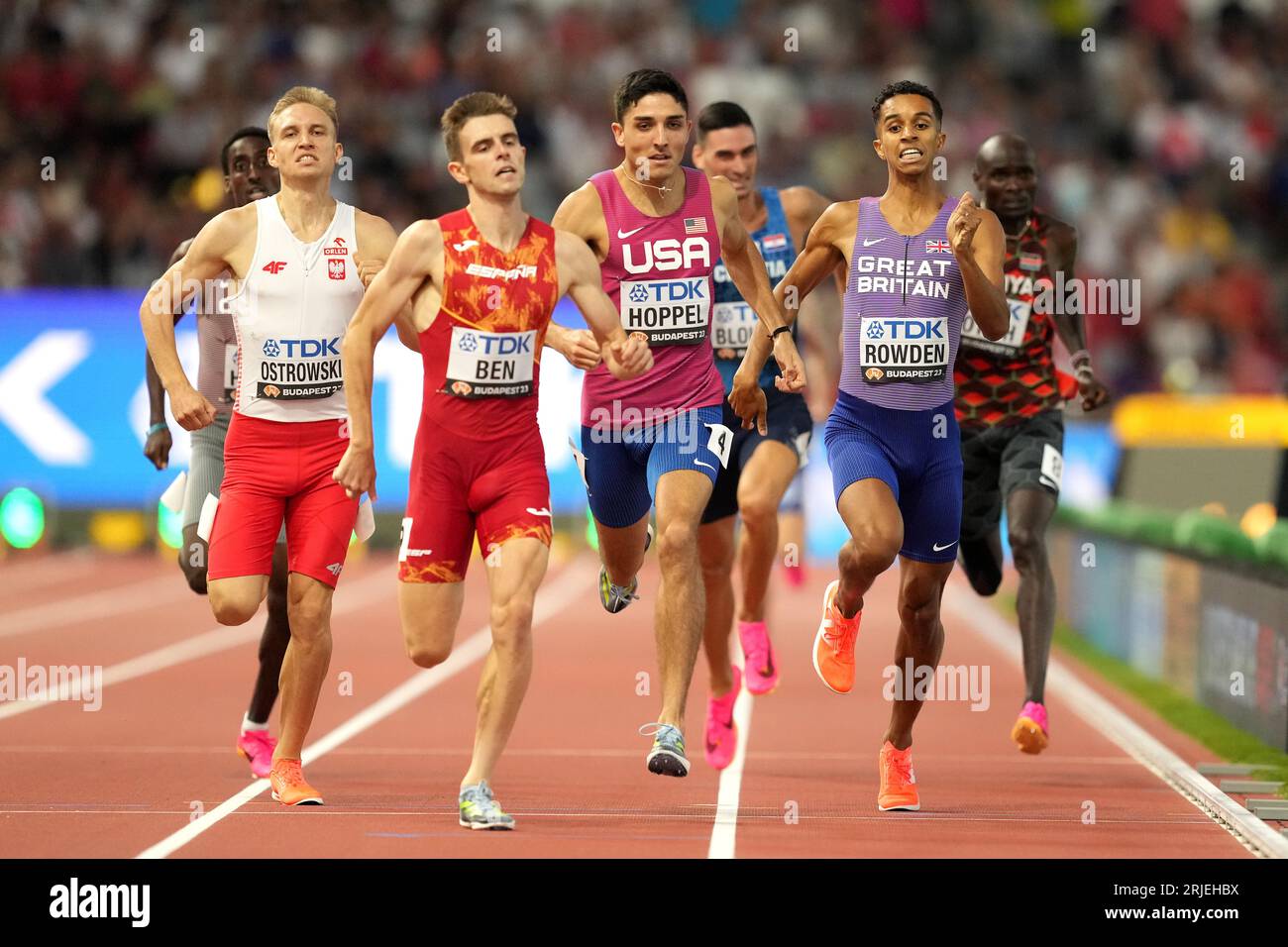 Great Britain's Daniel Rowden (second right) competes in the Men's 800 ...
