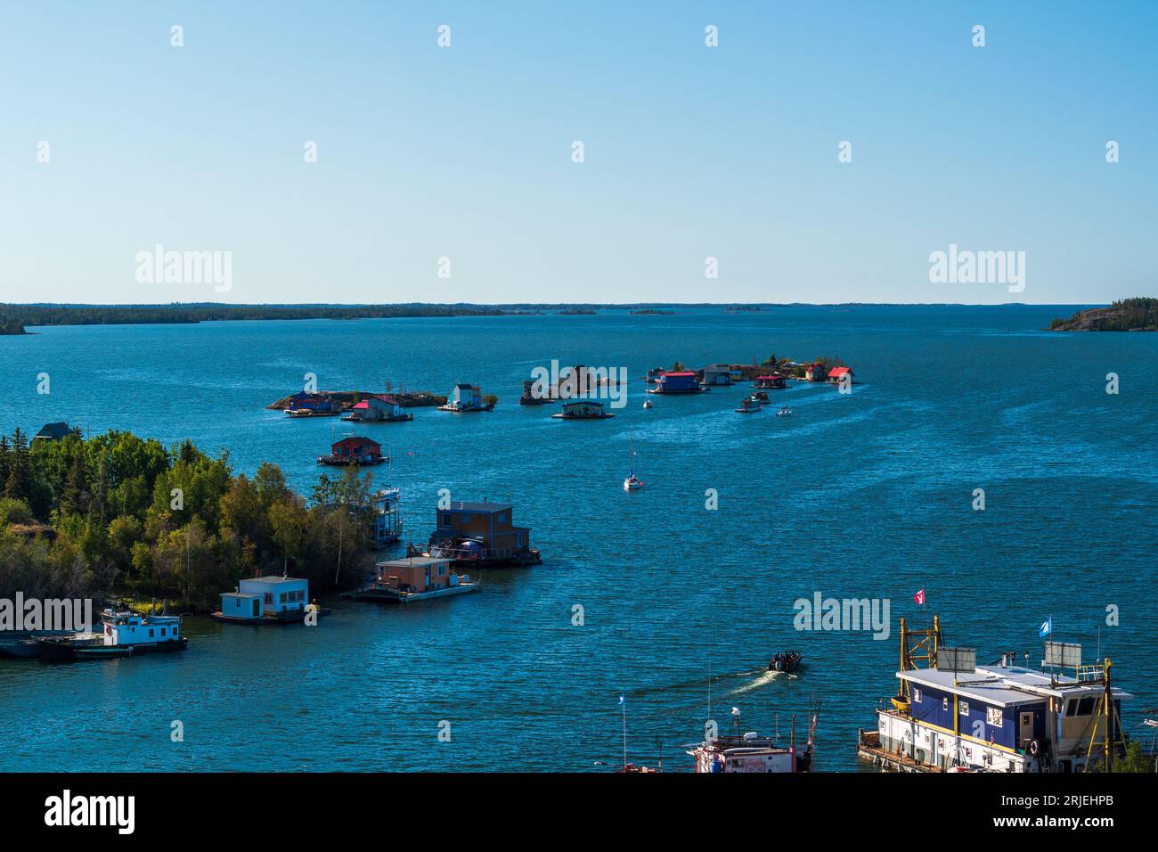 Yellowknife, NT / Canada - 13 August 2022: Summer view of Houseboat Bay ...