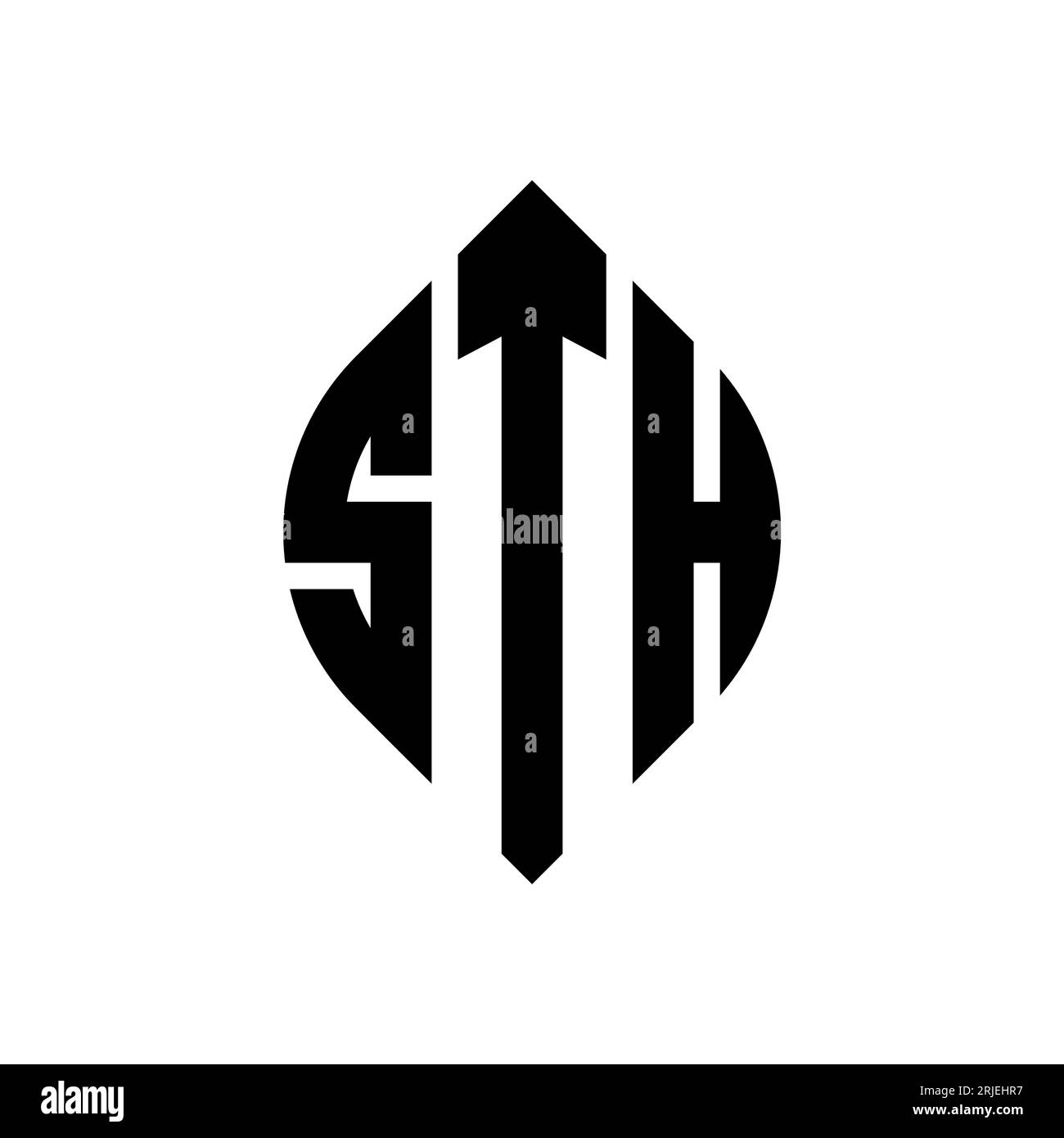 STH circle letter logo design with circle and ellipse shape. STH ...