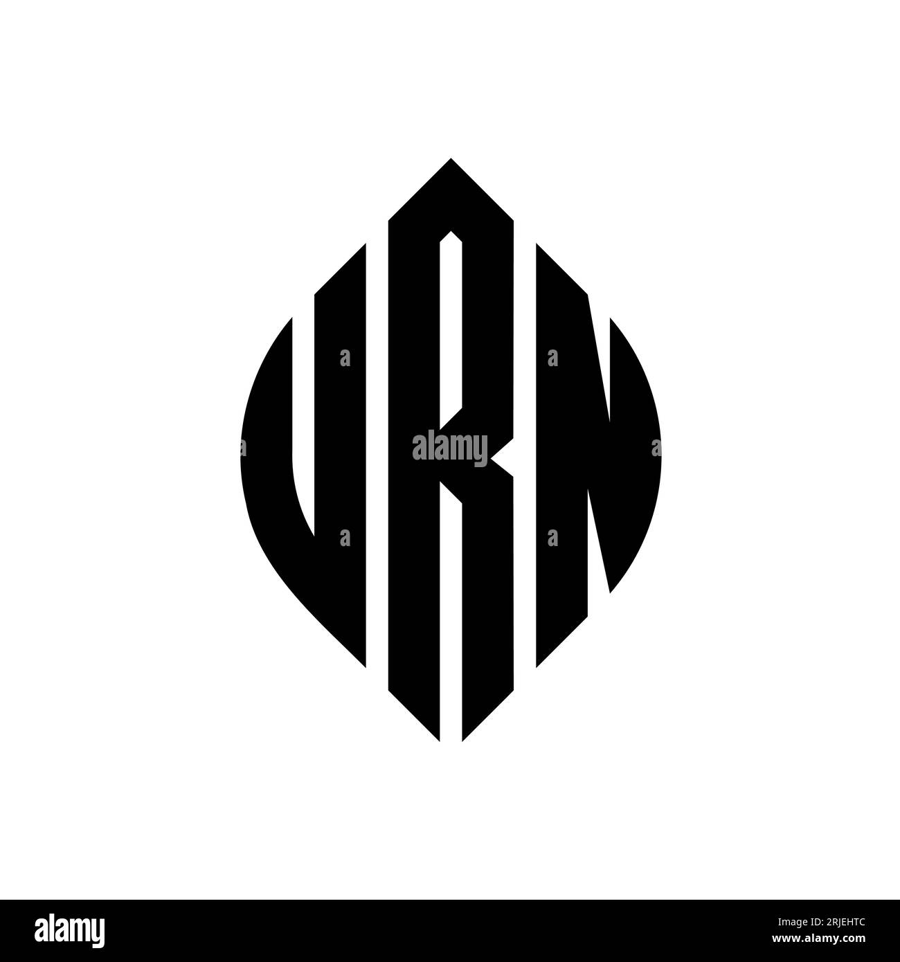 URN circle letter logo design with circle and ellipse shape. URN ...