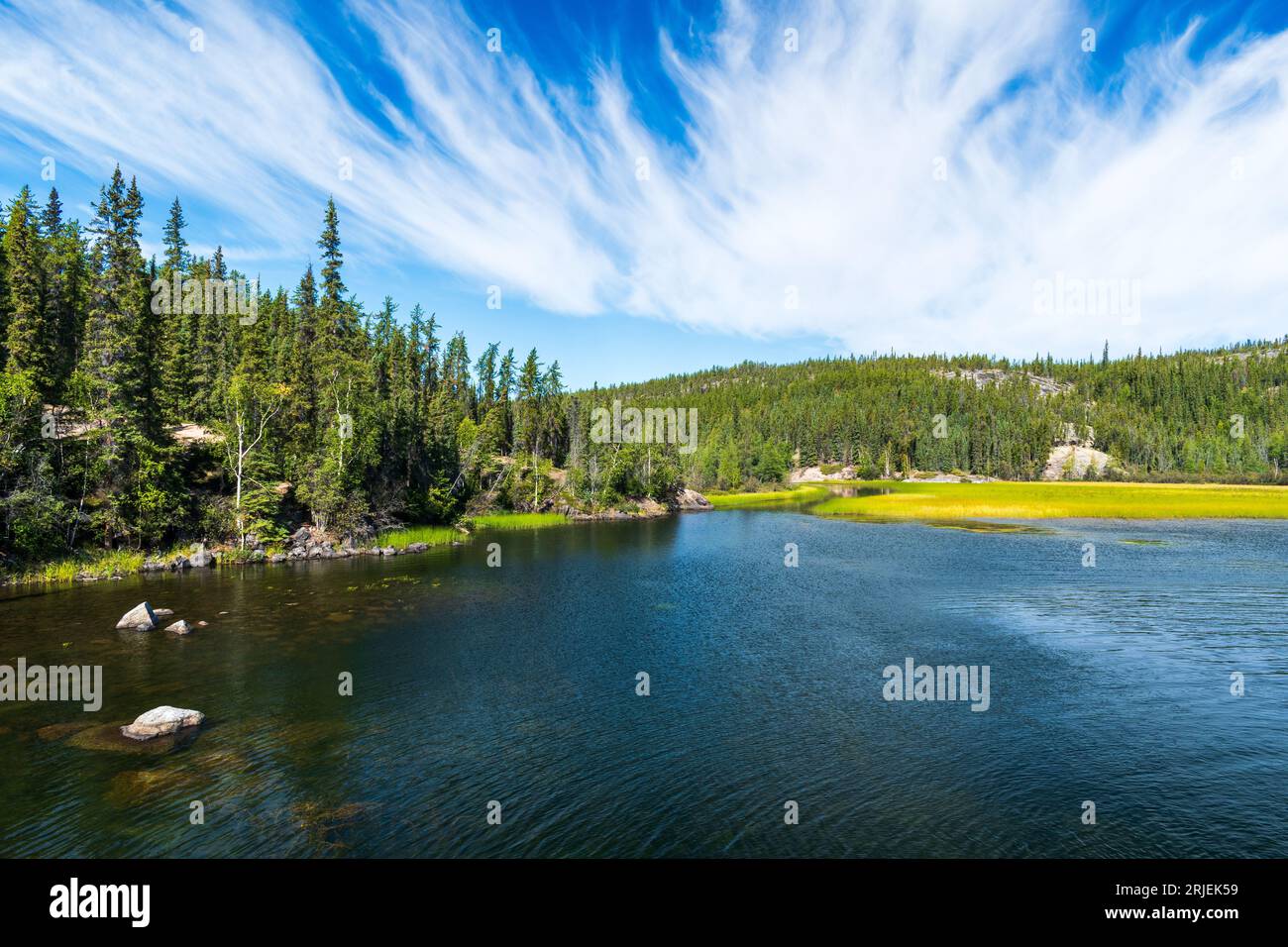 Summer afternoon at Cameron River Day Use Area in Hidden Lake ...