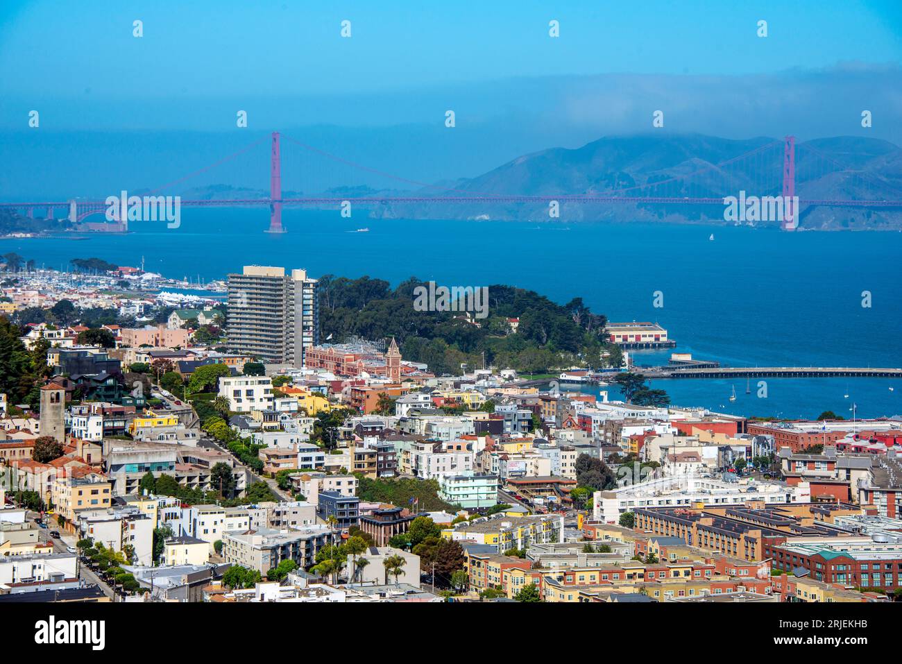 Golden gate bridge at sunset aerial view, san francisco hi-res stock ...