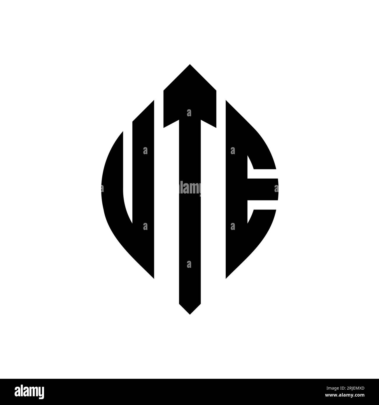UTE circle letter logo design with circle and ellipse shape. UTE ...