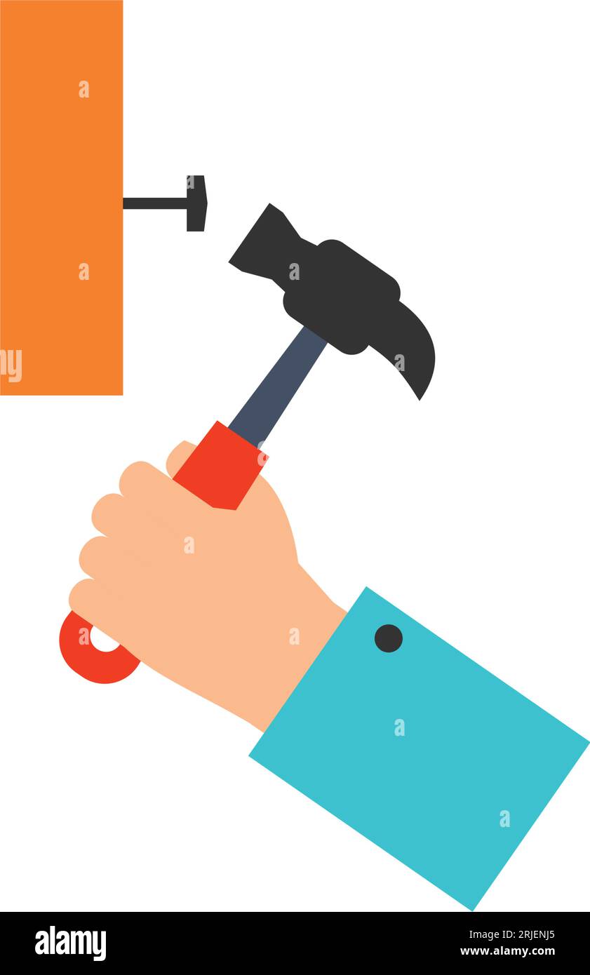 Hammer hitting nail icon Cut Out Stock Images & Pictures - Alamy