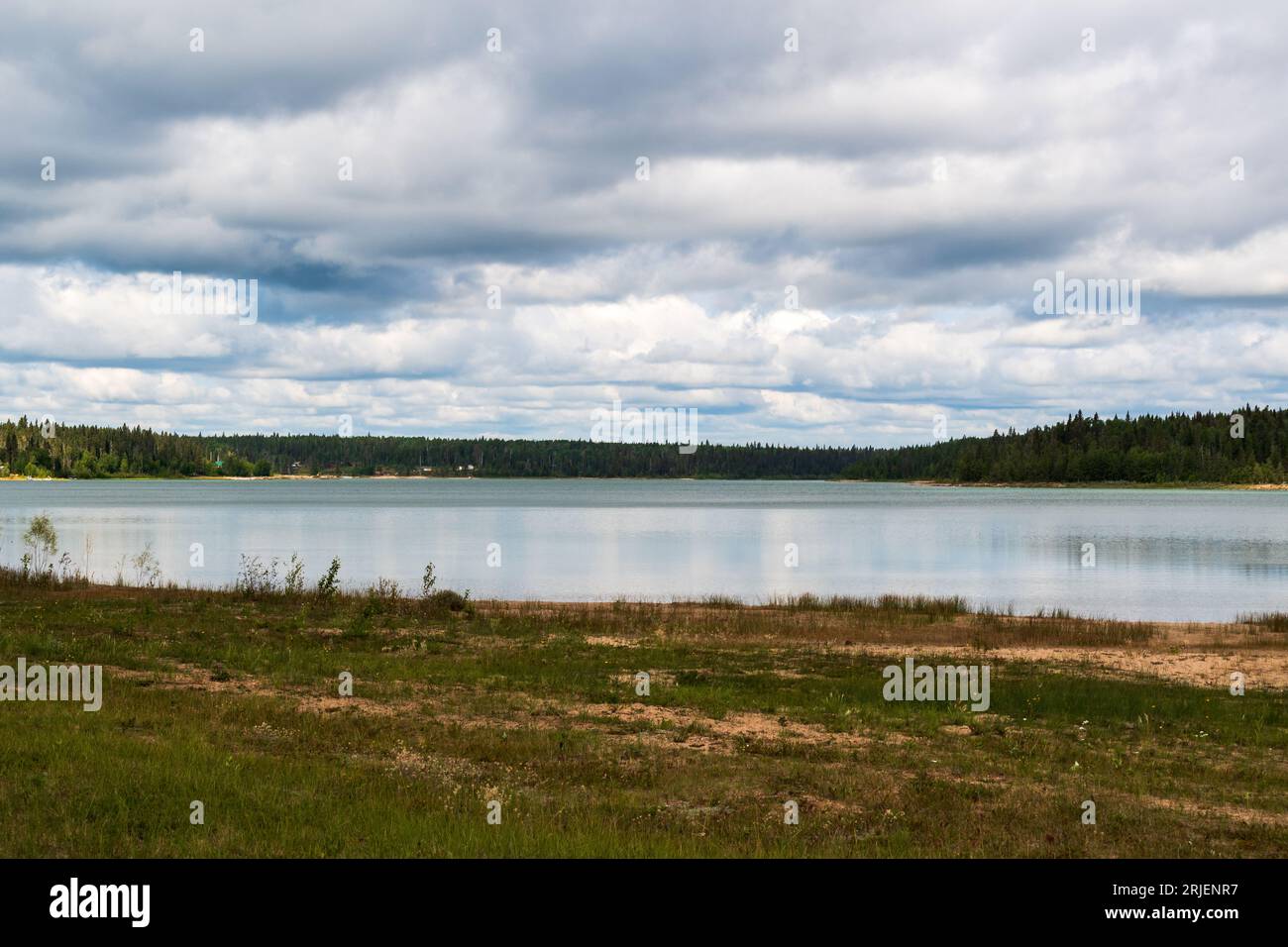 Cloudy morning over Slave River, Fort Smith, Northwest Territories, NT ...