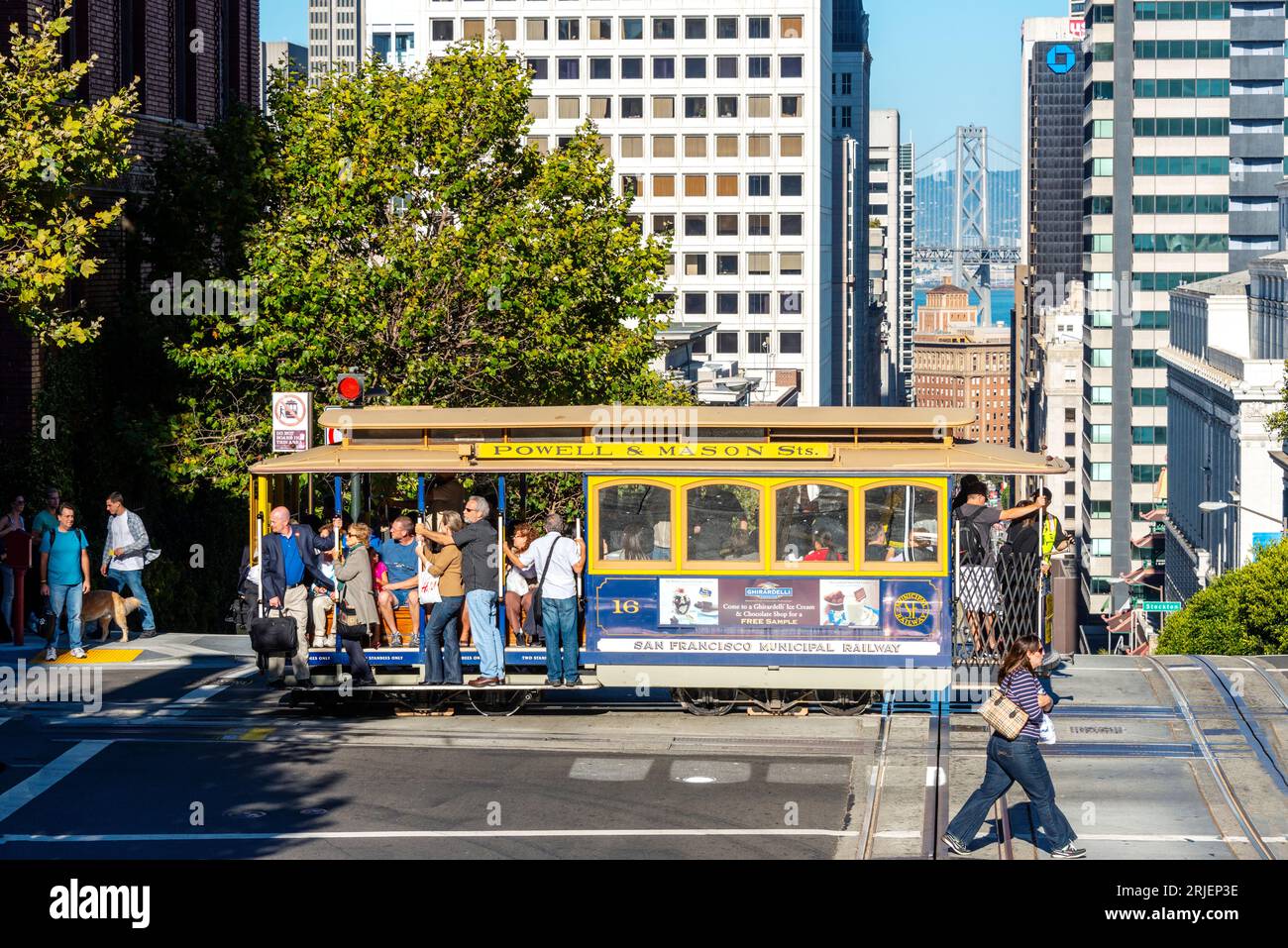 Cable Car driving crossing California Street San Francisco California ...