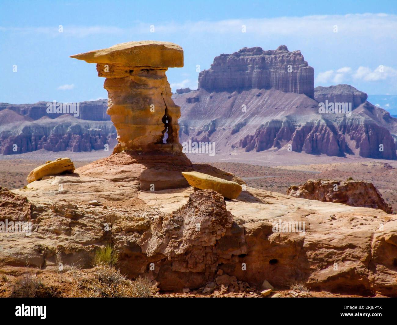 An Entrada Sandstone hoodoo in the San Rafael Desert in Goblin Valley ...