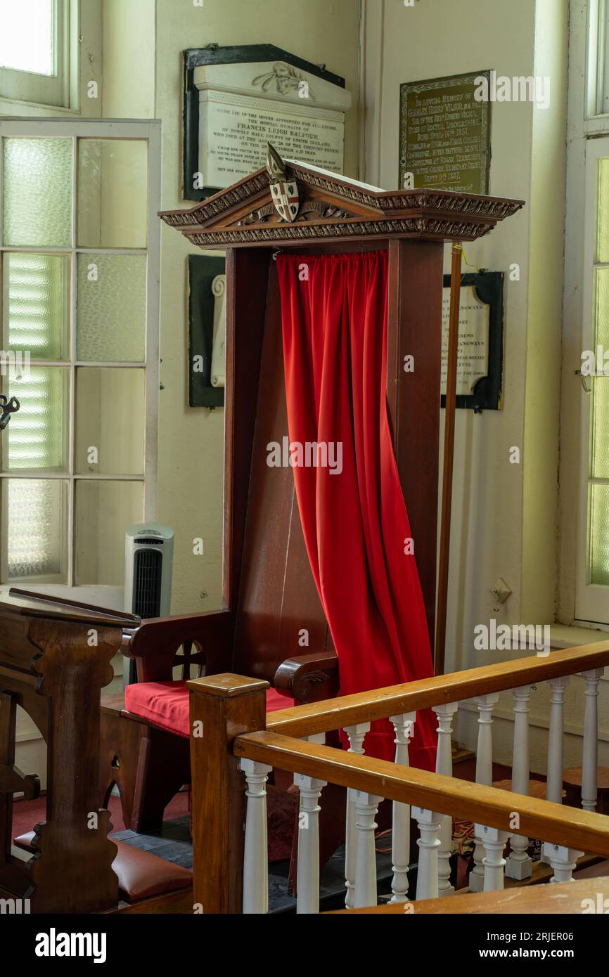 The bishop's chair or bishop's throne in St. John's Anglican Cathedral ...