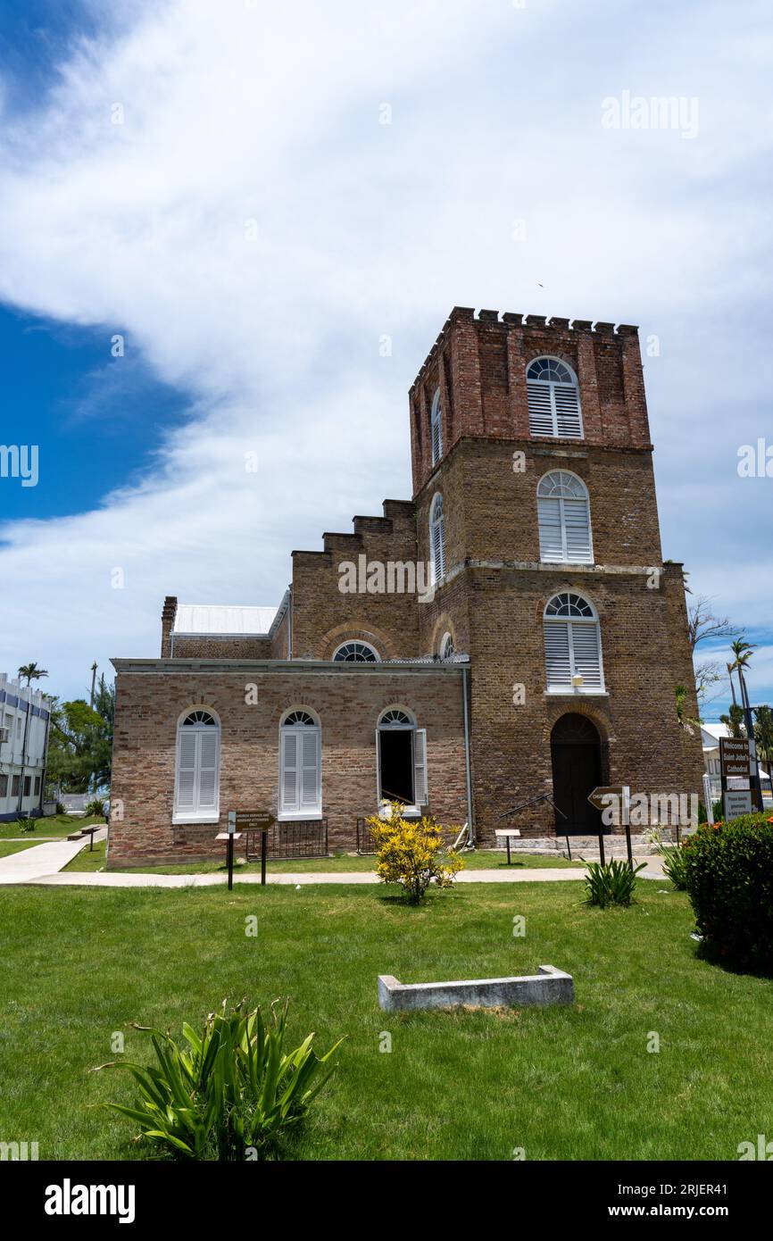 Facade of St. John's Anglican Cathedral in Belize City, Belize. Built ...