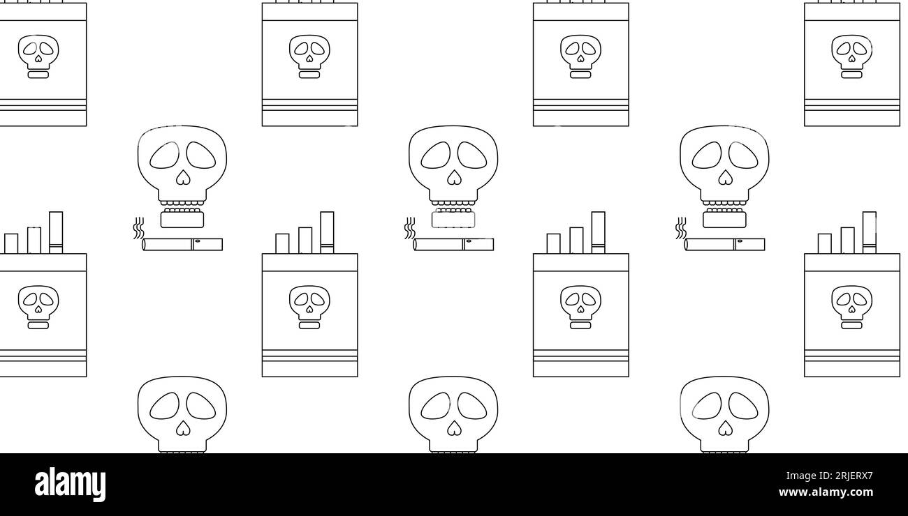 pattern with cigarettes and skull, harm of smoking Stock Vector Image ...