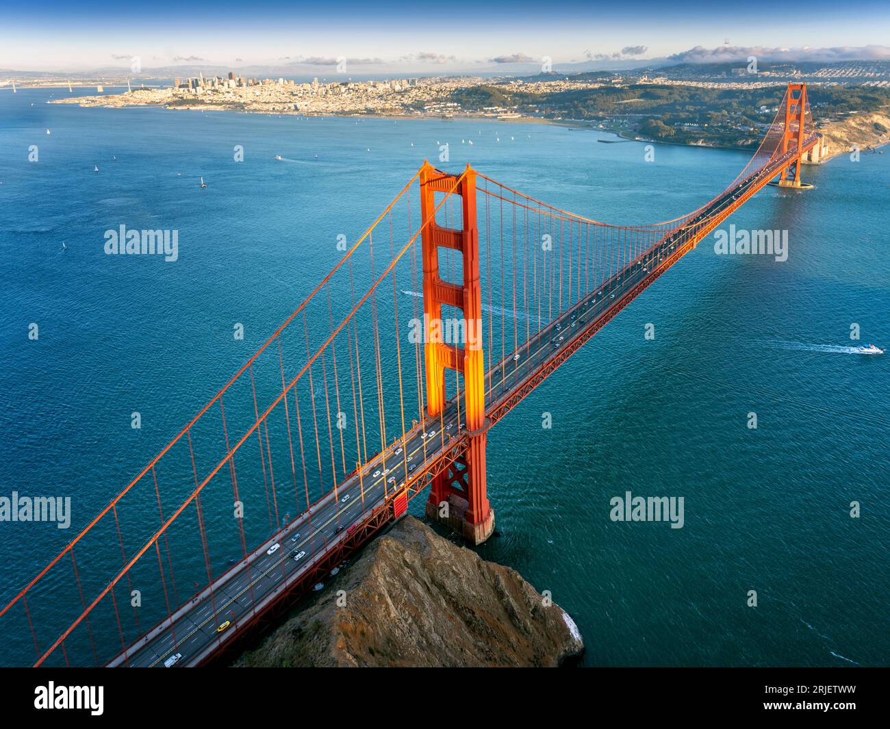 Aerial Helicopter View Golden Gate Bridge, San Francisco California,USA ...