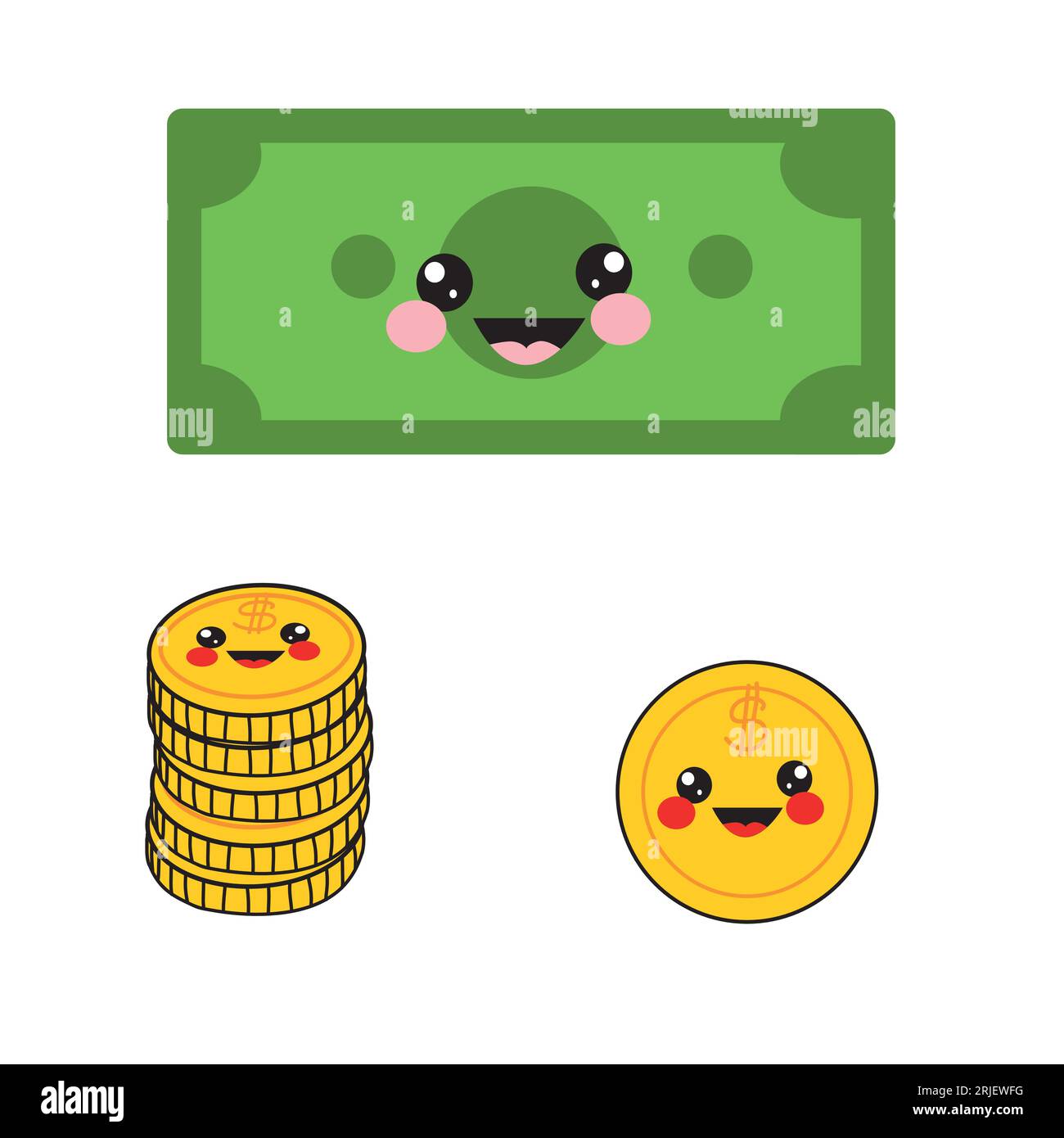 cartoon characters money in kawaii currency Stock Vector Image & Art ...