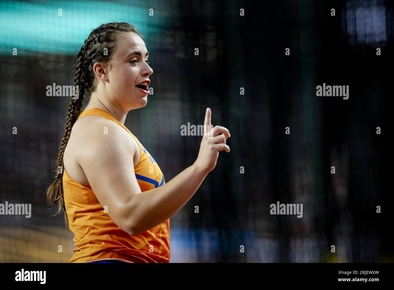 BUDAPEST - Jorinde van Klinken in action in the final of the discus ...