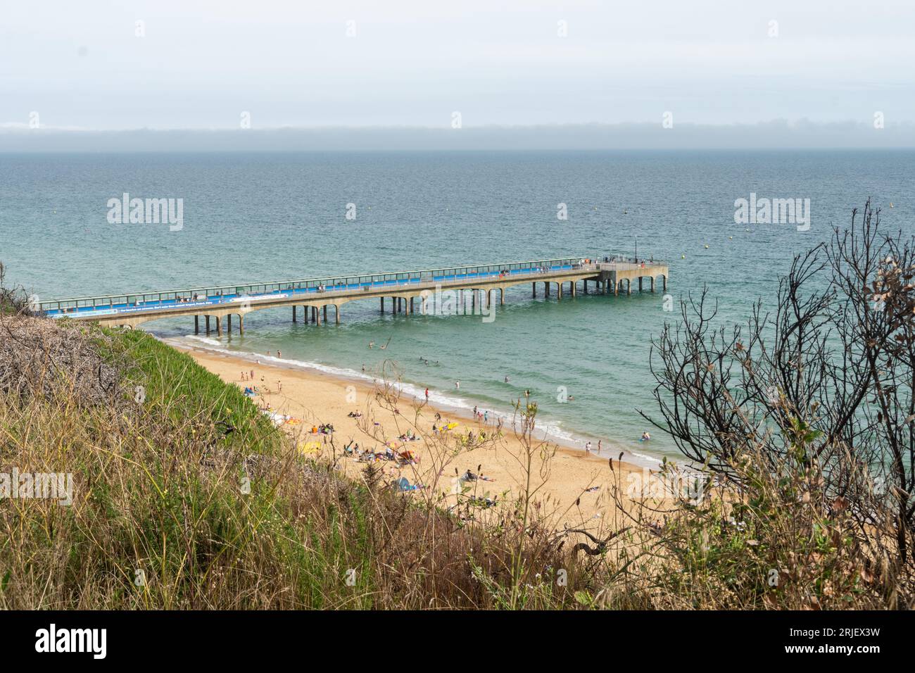 Boscombe, UK - August 11th 2023: View from the clifftop of Boscombe ...