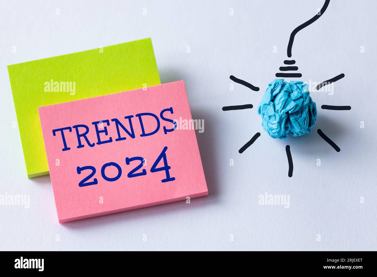 Trends 2024, New Year, new solutions and ideas, Concept, Colorful cards ...