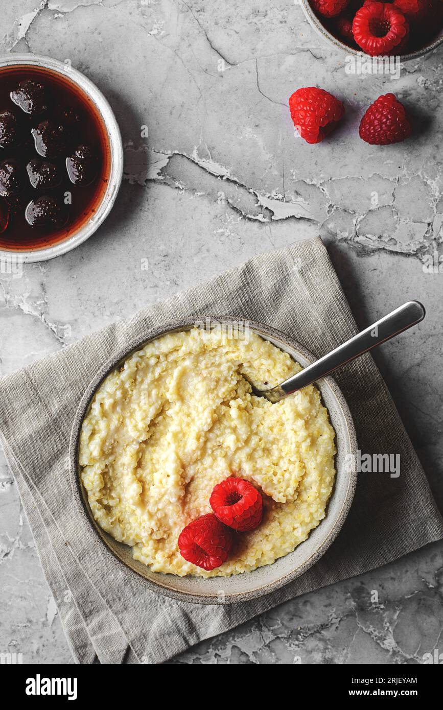 Millet porridge almond milk hi-res stock photography and images - Alamy
