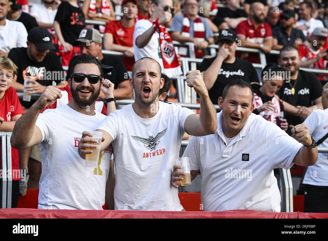 Antwerp, Belgium. 22nd Aug, 2023. Antwerp's supporters pictured before ...